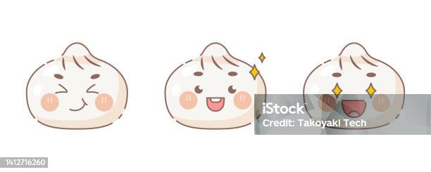 Cute Dumplings Emoji Set Modern Design Dim Sum Emoticons Face Icons