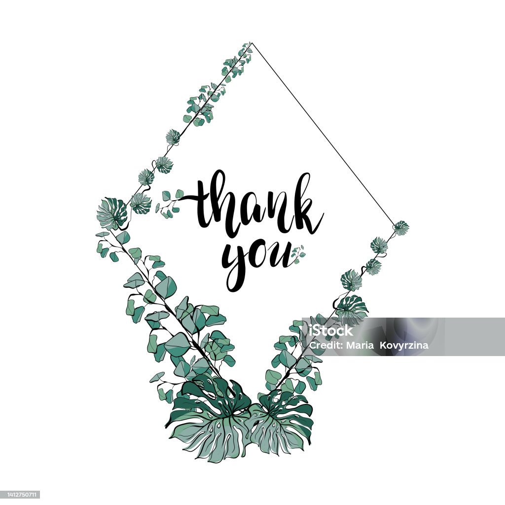 Thank You Vector Floral Frame Stock Illustration Download Image Now
