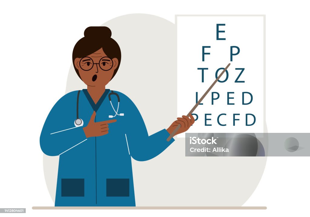 Dokter Mata Di Dekat Meja Tes Penglihatan Diagnosis Dan Pemeriksaan ... Dokter Mata Di Dekat Meja Tes Penglihatan Diagnosis Dan Pemeriksaan ...