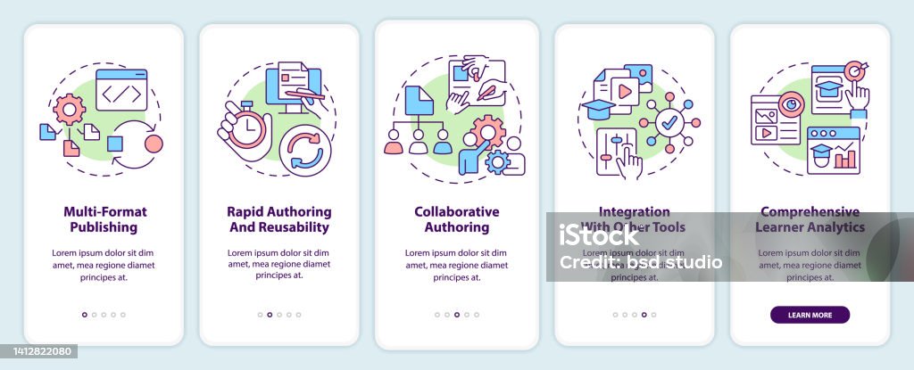 Lcms Features Onboarding Mobile App Screen Stock Illustration Download Image Now Icon