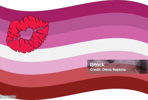 Waved Lipstick Lesbian Pride Flag Stock Illustration Download Image