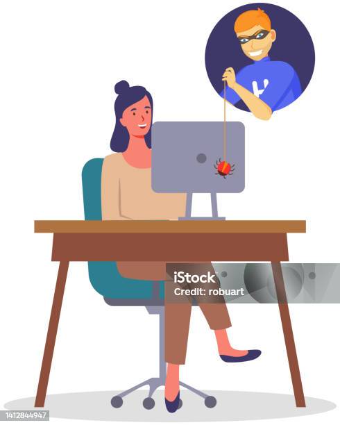 Hacker Attack To Computer Of Woman Cyber Attacker Trying To Hack System