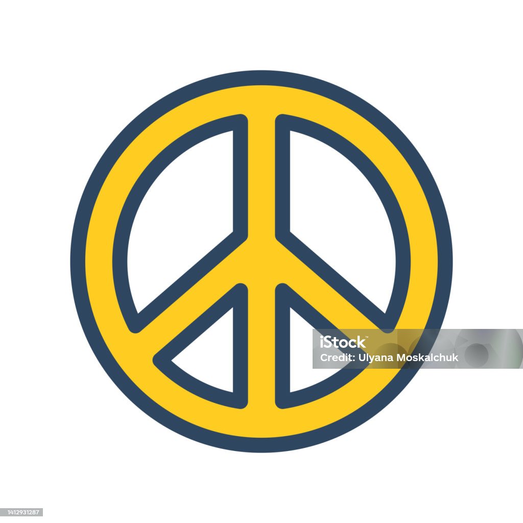 Vector Yellow Peace Symbol Hippie Peace Sign Outline Stock Illustration Download Image Now