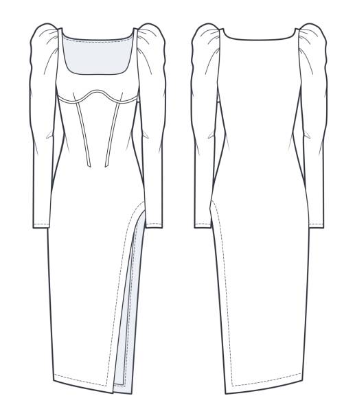180 Dress With Puffy Sleeves Stock Illustrations Royalty Free Vector