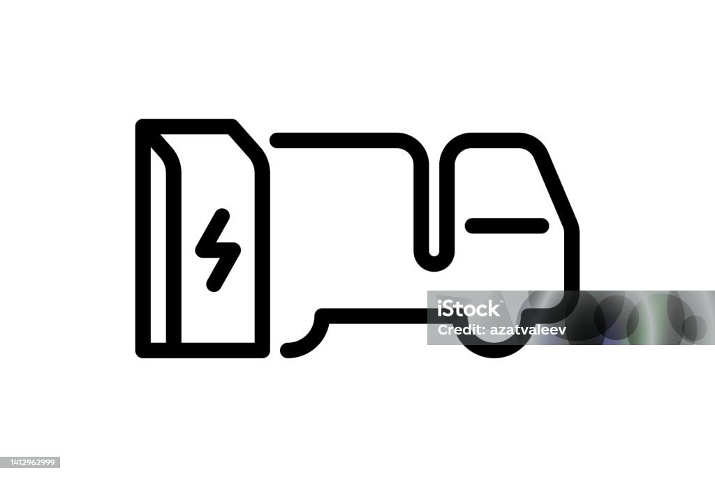 Laden Von Elektrolkw In Ladestation Lineares Symbol Elektrischer Lkw ... Laden Von Elektrolkw In Ladestation Lineares Symbol Elektrischer Lkw ...