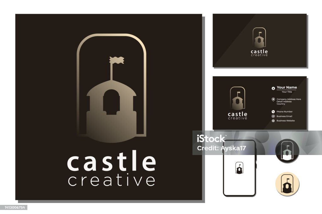 Conception Dicône De Symbole Vectoriel De Modèle De Logo De Château