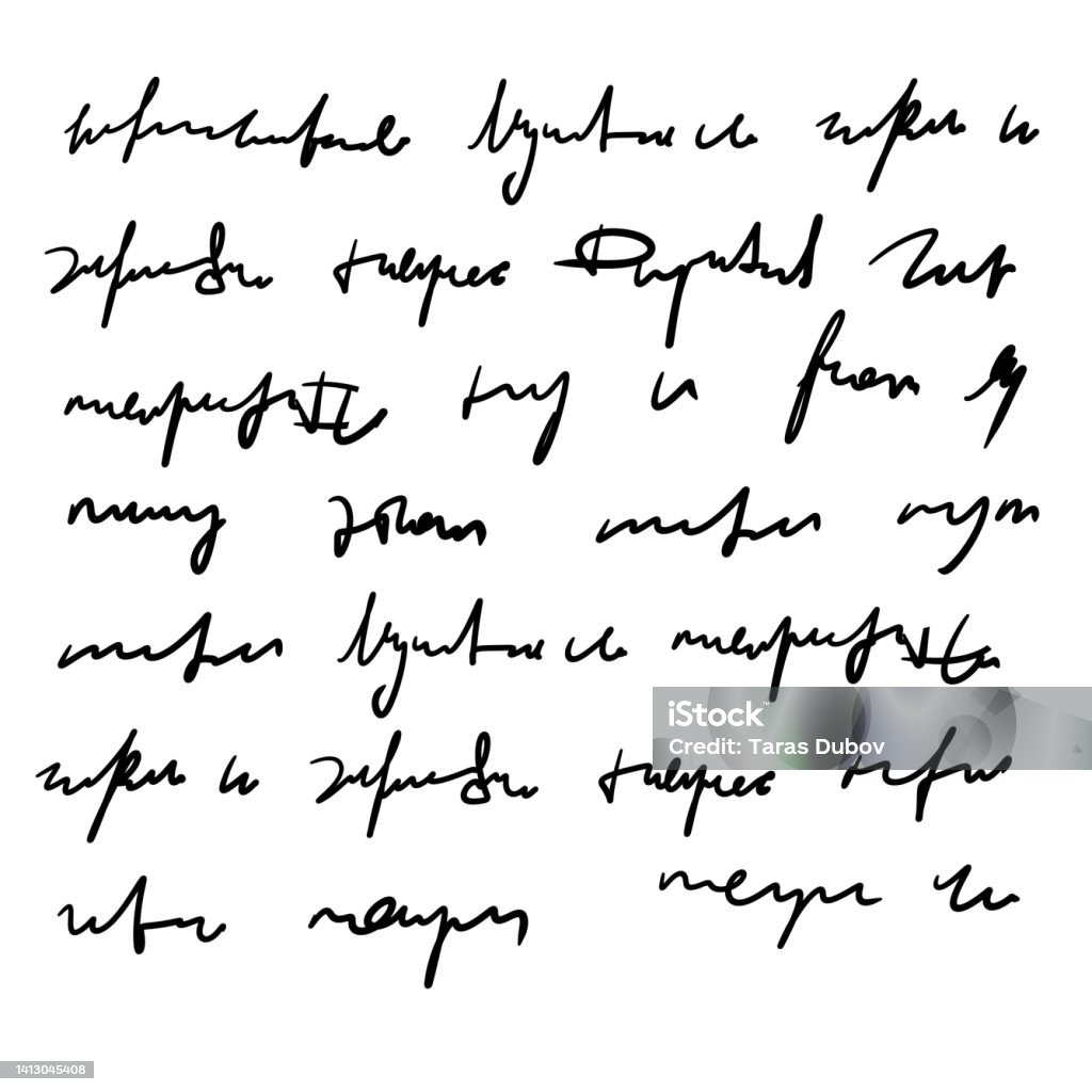 Handwritten Unreadable Illegible Text Abstract Handwriting Of Fictional Language Stock