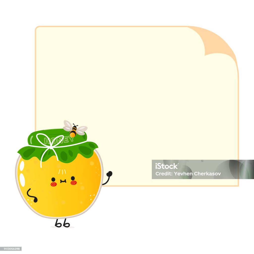 Cute Funny Jar Of Honey Poster Character Vector Hand Drawn Cartoon