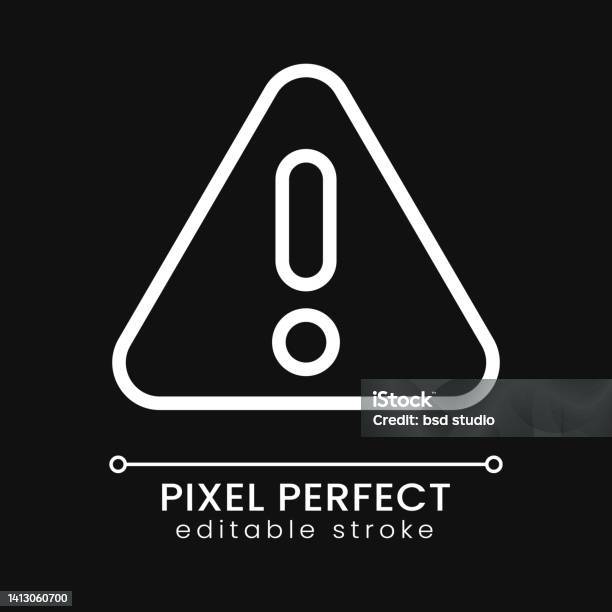 Warning Pixel Perfect White Linear Icon For Dark Theme Stock ... Warning Pixel Perfect White Linear Icon For Dark Theme Stock ...