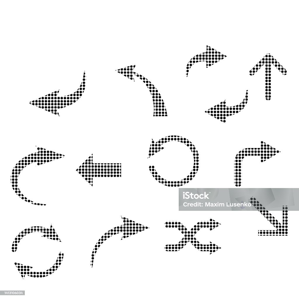Set Of 13 Style Vector Pixel Art Arrows Isolated On White Background ... Set Of 13 Style Vector Pixel Art Arrows Isolated On White Background ...