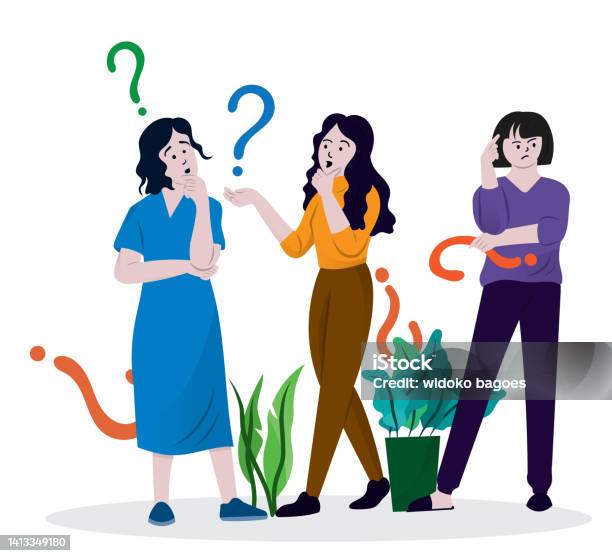 Pria Dan Wanita Dalam Keraguan Berpikir Dengan Tanda Tanya Bingung Pria ... Pria Dan Wanita Dalam Keraguan Berpikir Dengan Tanda Tanya Bingung Pria ...
