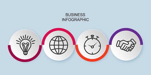 Businessvektorinfografiken Mit Vier Linienkreisen Stock Vektor Art und ... Businessvektorinfografiken Mit Vier Linienkreisen Stock Vektor Art und ...