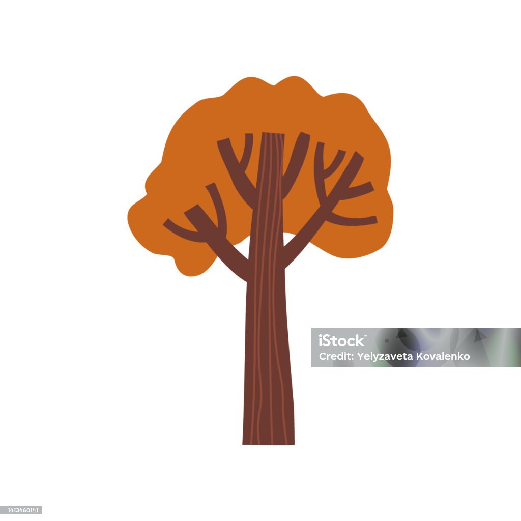 Ilustración De Árbol Dibujado A Mano En Estilo Plano Ilustración