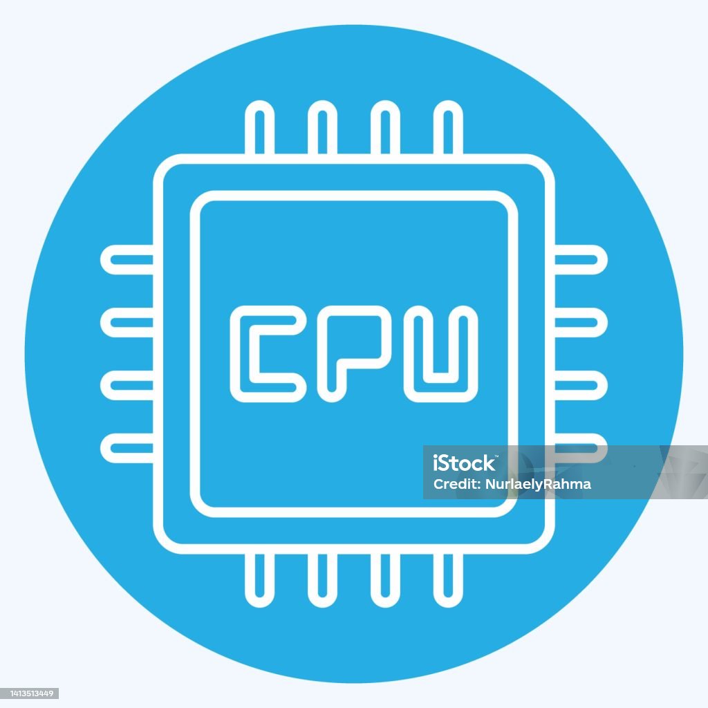 Icon Cpu Suitable For Computer Components Symbol Blue Eyes Style Simple Design Editable Design