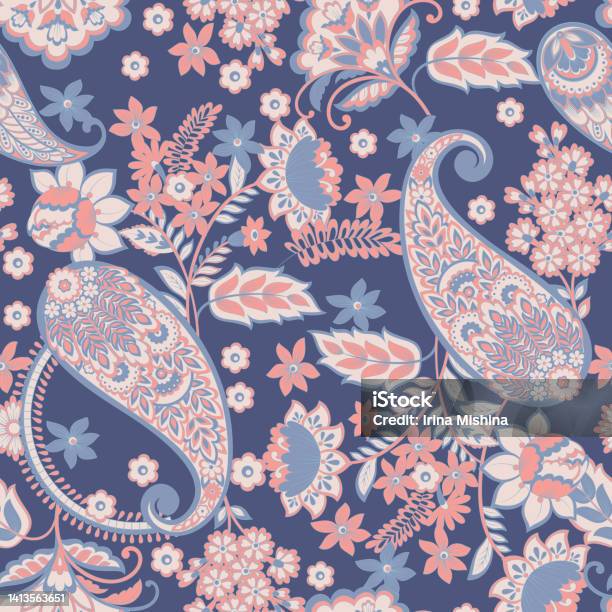 Seamless Paisley Pattern In Indian Batik Style Floral Vector