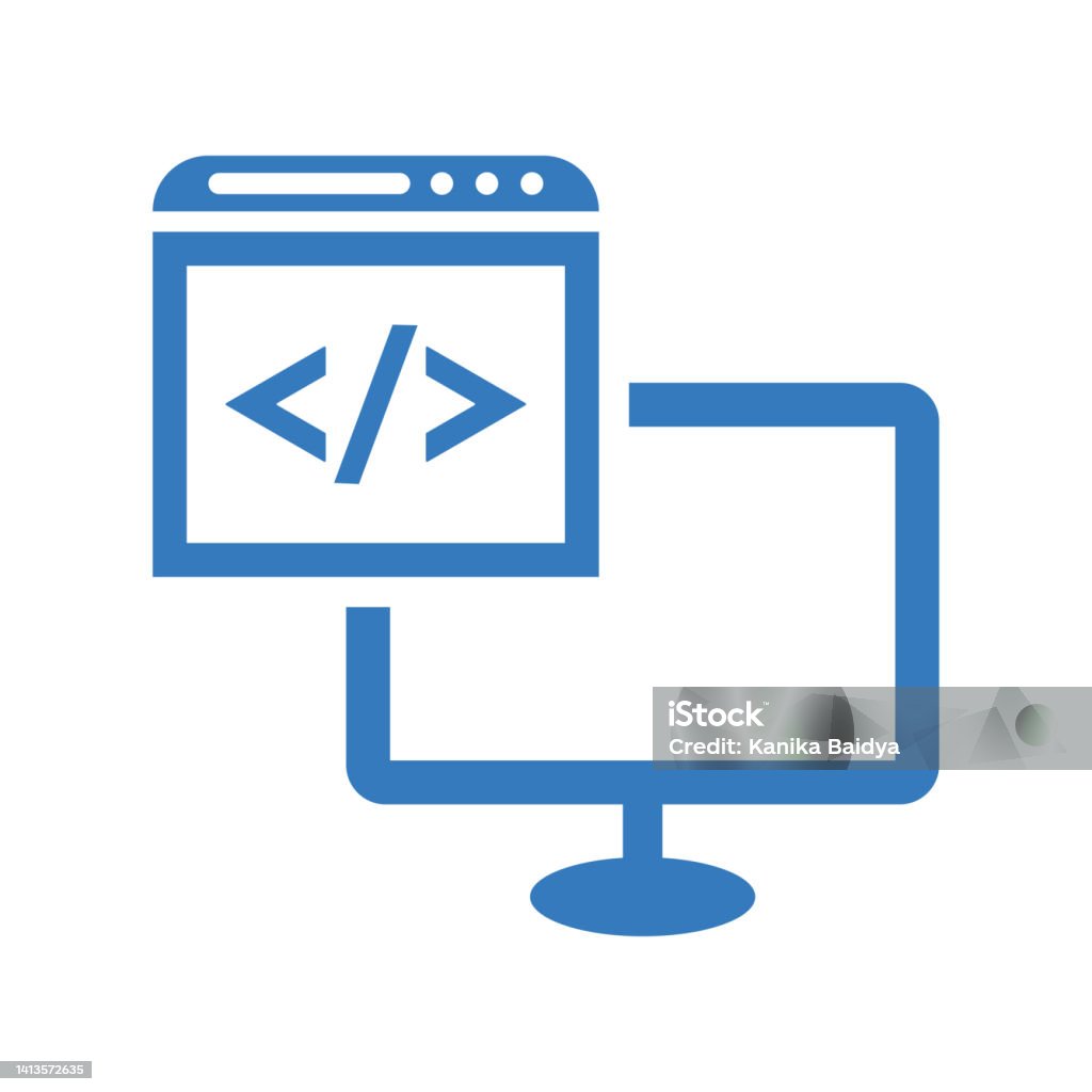 Programming Coding Icon Blue Color Vector Symbol Stock Illustration Download Image Now Istock