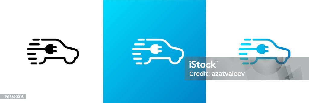 Logo Pengisian Daya Mobil Listrik Cepat Mobil Listrik Dengan Simbol Muatan Steker Kabel Konsep