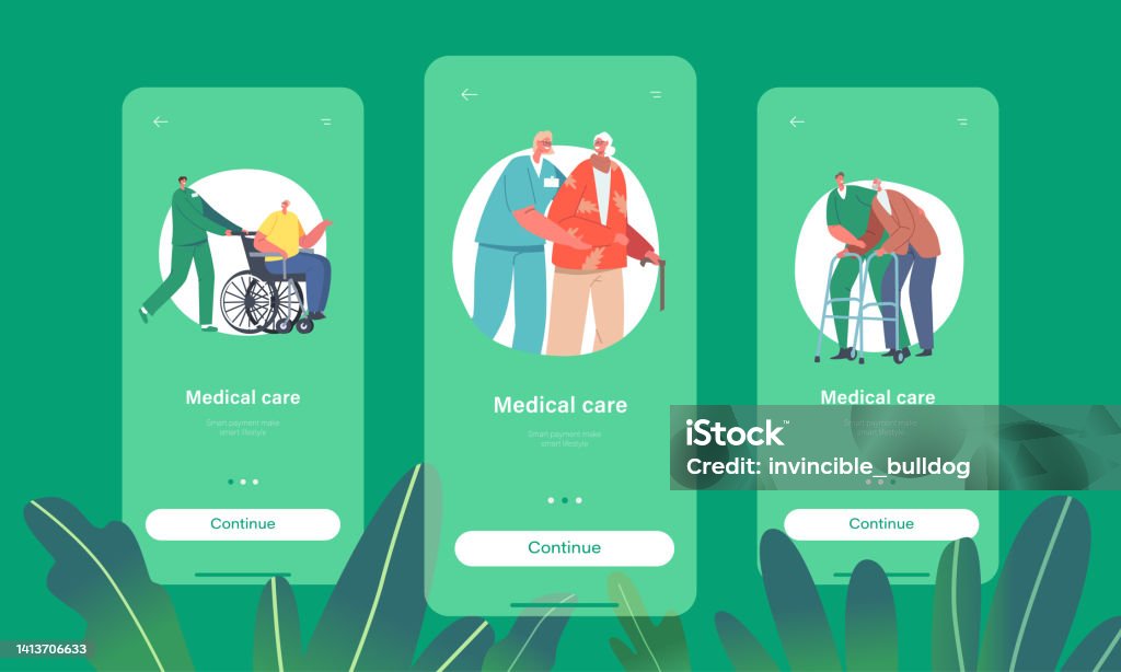 Template Layar Onboard Halaman Aplikasi Seluler Perawatan Medis
