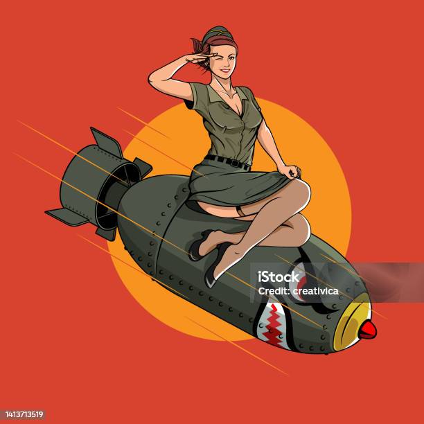 Ilustración de Suelta Una Ilustración De Chica Pin Up De Bombshell Ww2 ... Ilustración de Suelta Una Ilustración De Chica Pin Up De Bombshell Ww2 ...