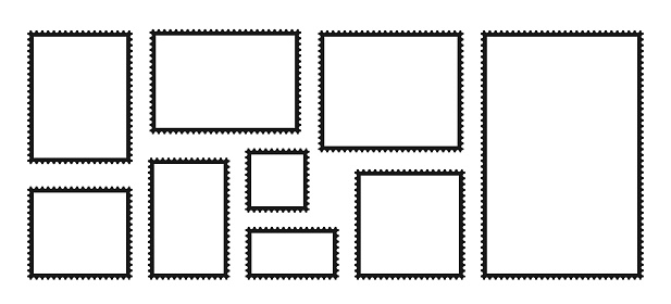 Postage Stamp Frames Set Empty Border Template For Postcards And