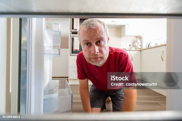 Hungry Man Looking Inside Empty Refrigerator Stock Photo - Download ... Hungry Man Looking Inside Empty Refrigerator Stock Photo - Download ...