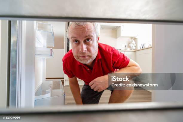 Hungry Man Looking Inside Empty Refrigerator Stock Photo - Download ... Hungry Man Looking Inside Empty Refrigerator Stock Photo - Download ...
