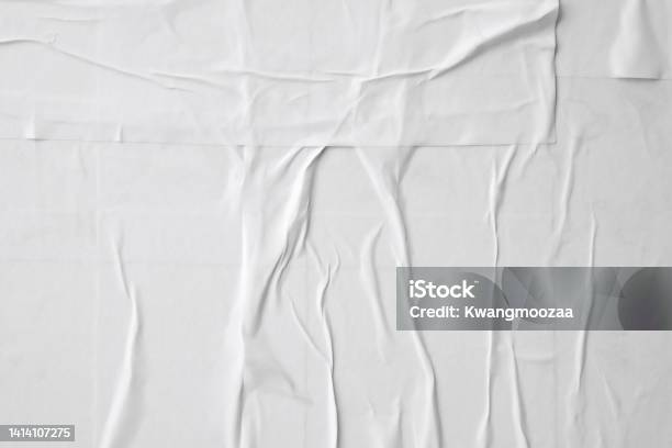 Latar Belakang Tekstur Poster Kertas Putih Kusut Dan Kusut Foto Stok