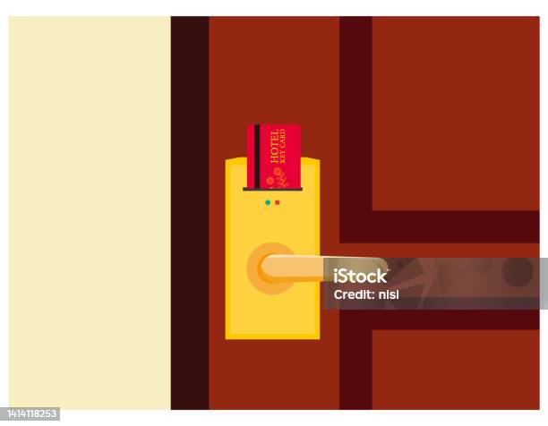 Ilustración De Pomos De Puertas De Hotel Y Tarjetas De Llave Ilustración Vectorial Y Más