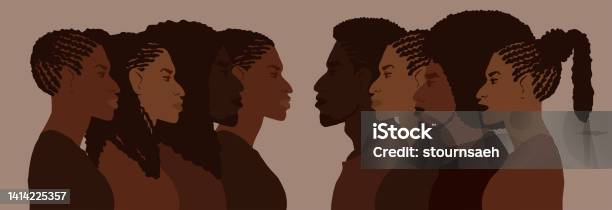 Vetores De Grupo De Afroamericanos Com Diferentes Estilos De Cabelo