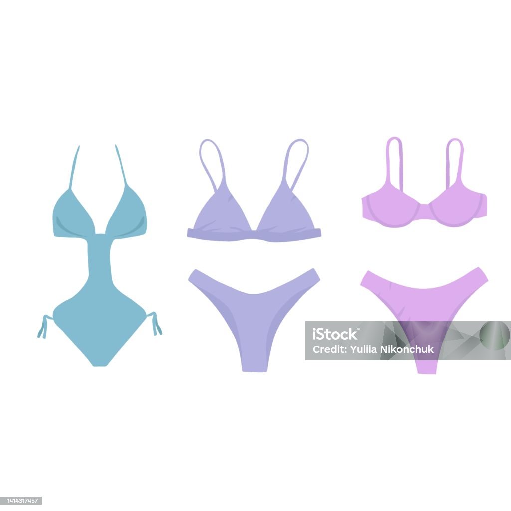 Ensemble Dillustrations Vectorielles Avec Maillots De Bain Dans Des