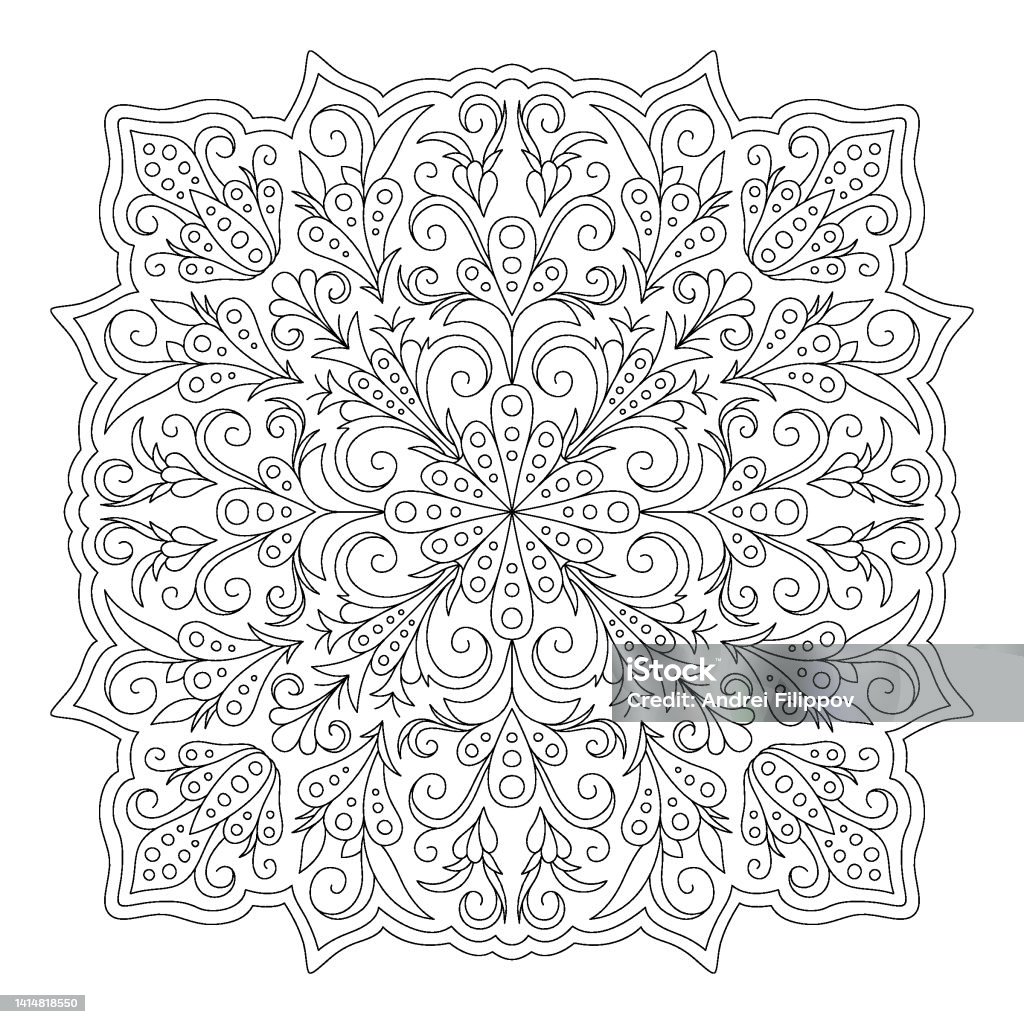 Line Art For Coloring Book With Floral Pattern Stock Illustration Download Image Now