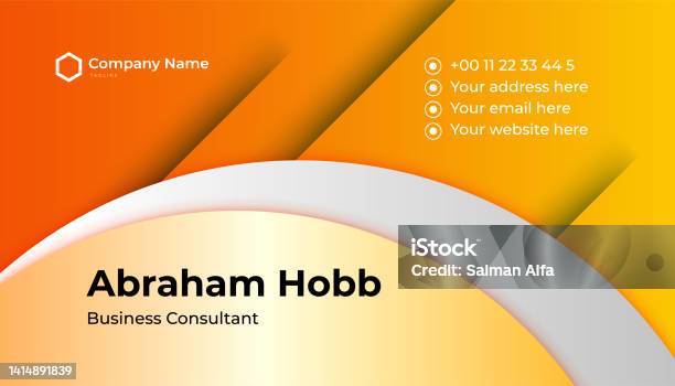 Template Desain Kartu Nama Oranye Dan Putih Gaya Bersih Modern