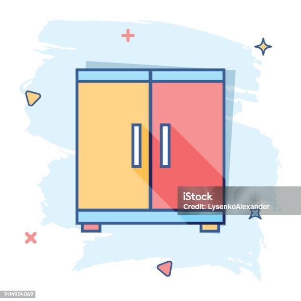 Icône De Placard De Dessin Animé Vectoriel Dans Le Style De La Bande
