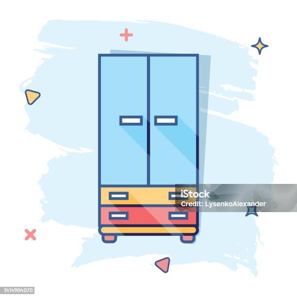 Icône De Placard De Dessin Animé Vectoriel Dans Le Style De La Bande
