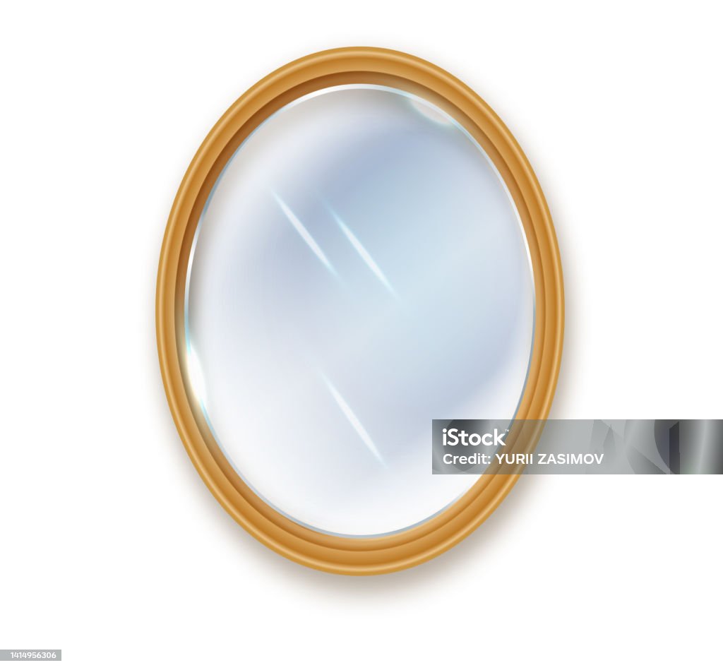 Mirror Oval Insulated Realistic Oval Mirror Frame White Mirrors Template Reflective Glass