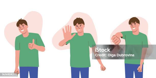 Un Homme Montre Des Signes Avec Ses Mains Gestes Dapprobation Et De