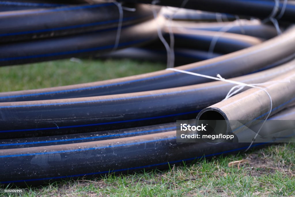 Pipa Plastik Untuk Pasokan Air Bawah Tanah Dan Closeup Saluran Pembuangan Foto Stok Unduh