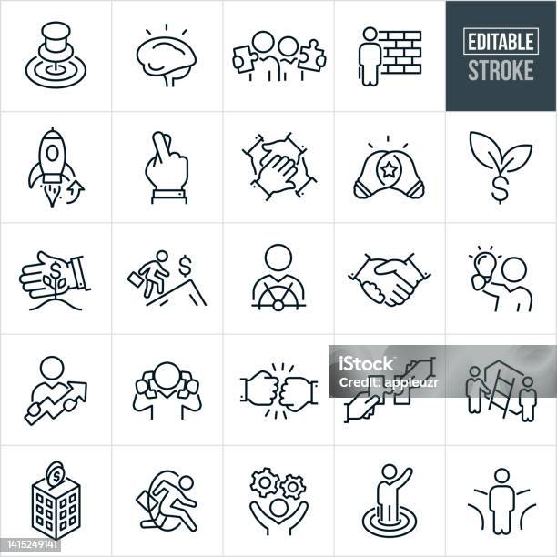 Icônes De Ligne Mince Business Concepts Contour Modifiable Vecteurs