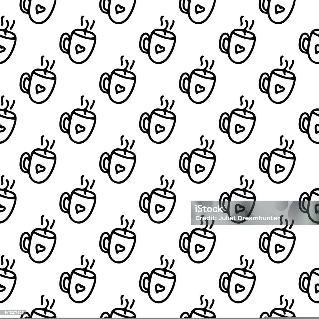 Christmas Hot Cocoa Mug Festive Hand Drawn Pattern Seamless Texture For New Year Or Winter Mood