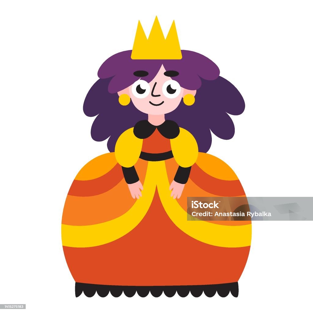 Teenager Girl In Pumpkin Princess Costume Vector Illustration Stock