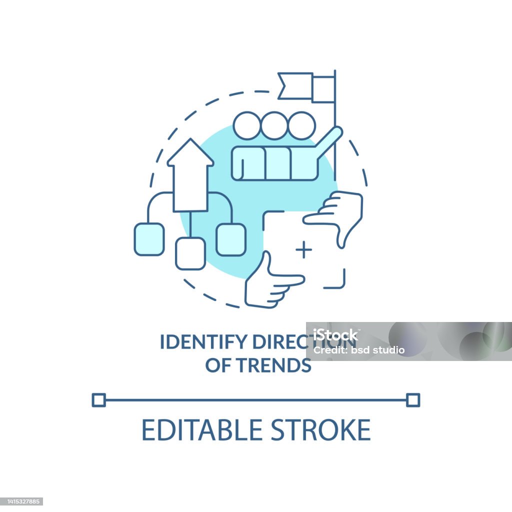 Identifier La Direction Des Tendances Icône Du Concept Turquoise