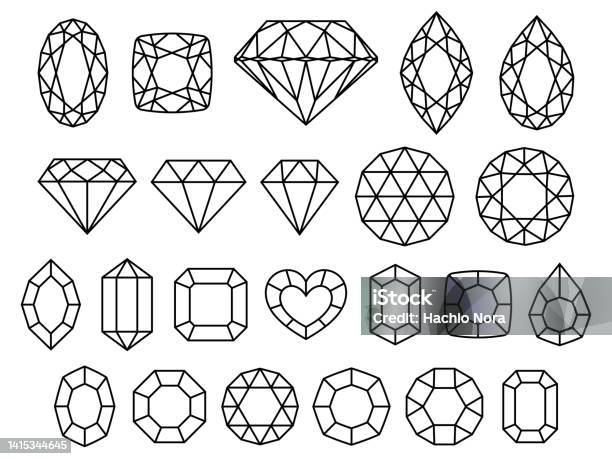 Jeu Dillustration Au Trait De Gemmes De Différentes Formes Vecteurs