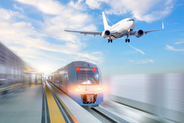 Free picture: Concept of the futuristic train flying through the clouds