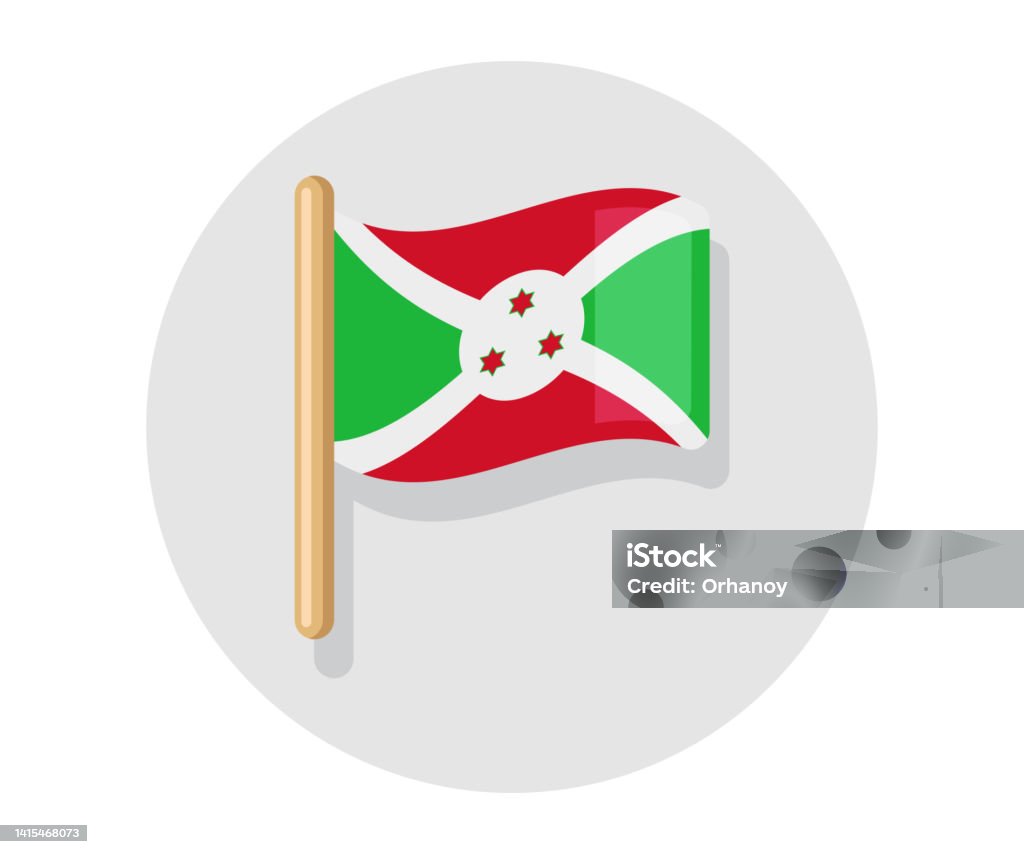 Burundi Vector Waving On Stick Flag Burundi Country Icon Flag Stock
