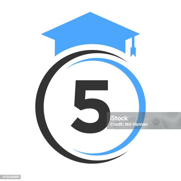 Modèle De Logo De Léducation Lettre 5 Concept De Logotype Déducation