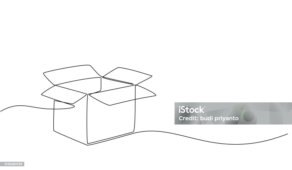 Dessin Continu Dune Ligne Dune Boîte En Carton Concept Dachat En Ligne