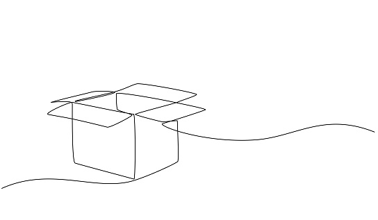 Dessin Continu Dune Ligne Dune Boîte En Carton Concept Dachat En Ligne