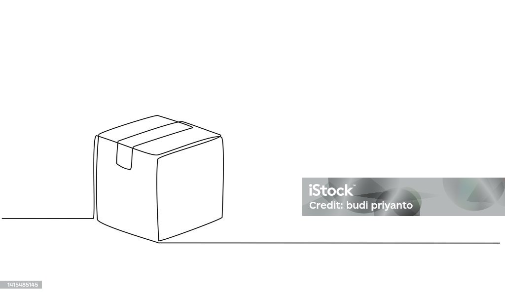 Dessin Continu Dune Ligne Dune Boîte En Carton Concept Dachat En Ligne