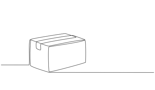 Dessin Continu Dune Ligne Dune Boîte En Carton Concept Dachat En Ligne