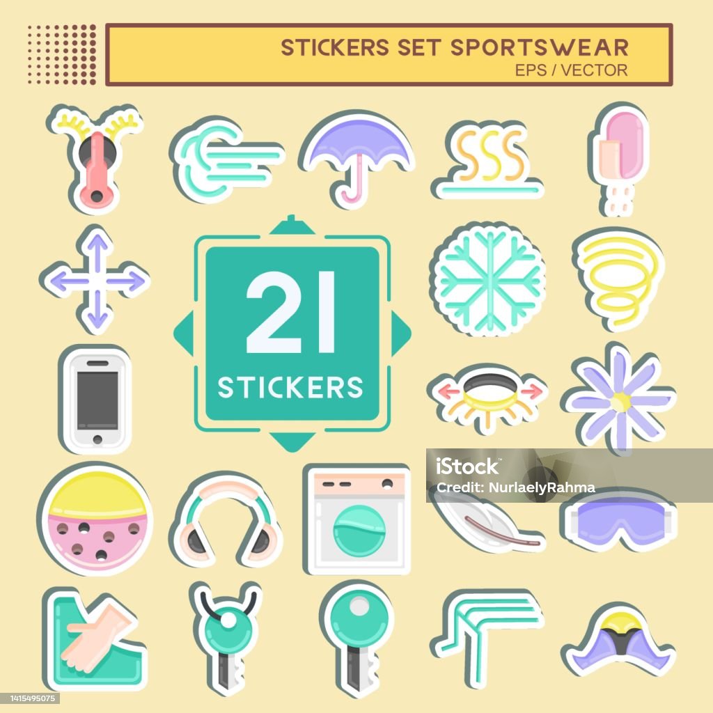 Sticker Set Sportswear Suitable For Education Symbol Simple Design